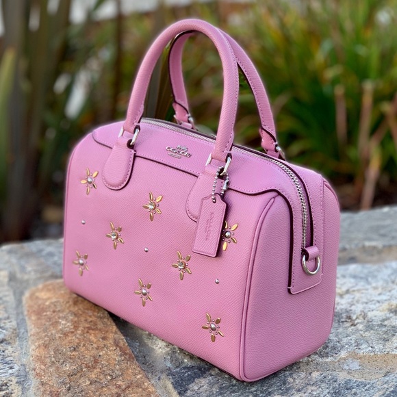 Coach | Bags | Coach Pink Studded Mini Bennett Satchel Crossbody | Poshmark